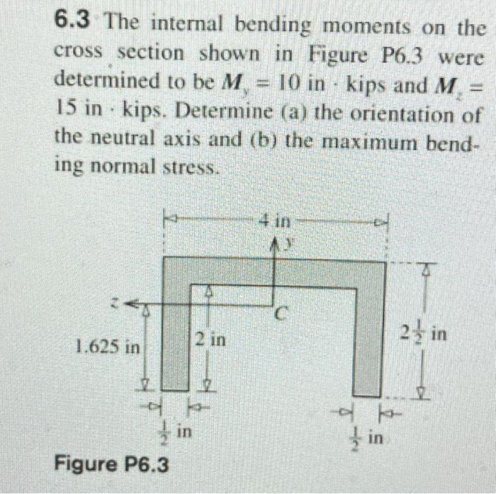 Solved 6.3 The internal bending moments on the cross section | Chegg.com