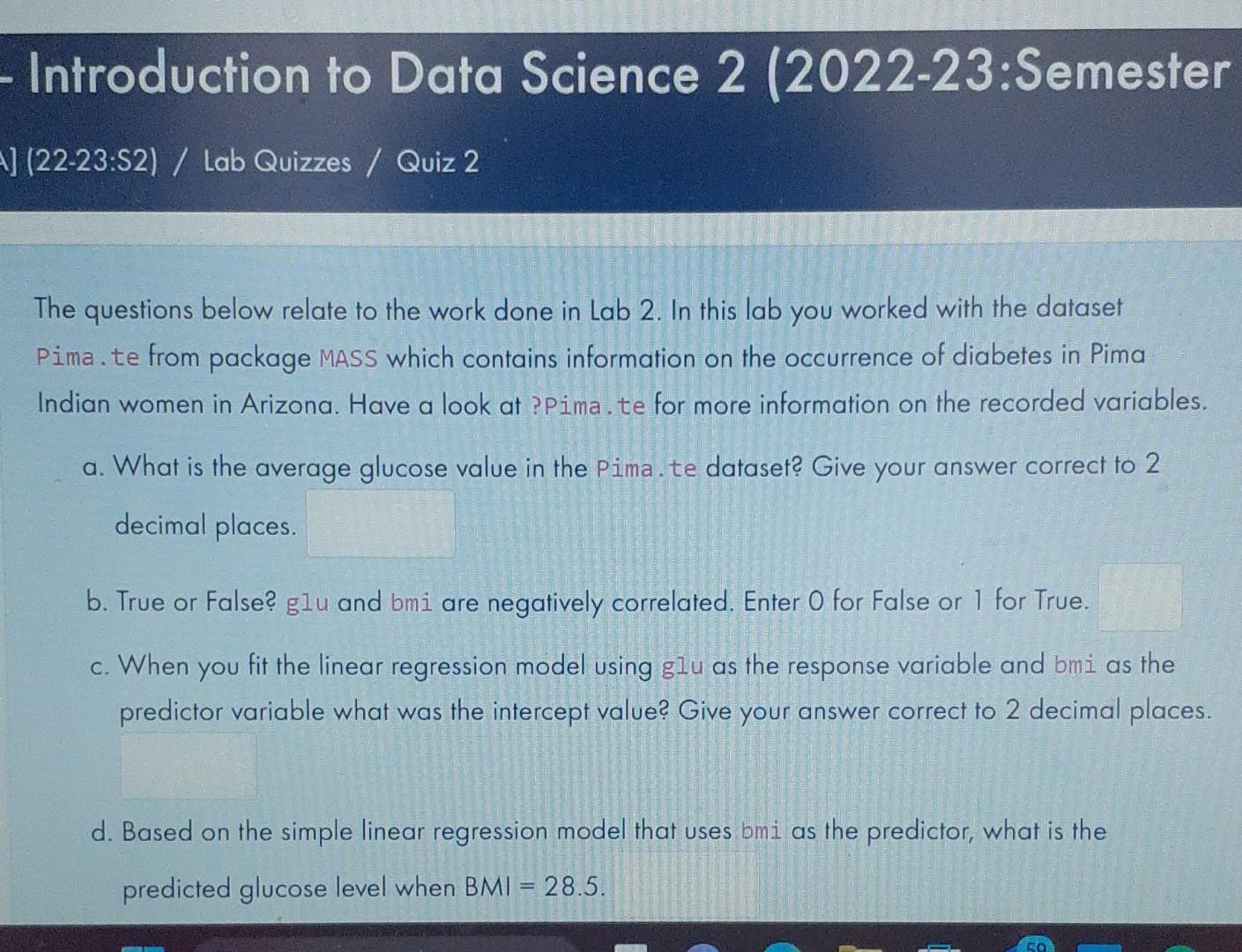 Introduction to Data Science 2 (2022-23:Semester | Chegg.com
