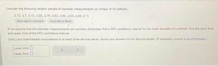 Solved Consider the following random sample of diameter | Chegg.com