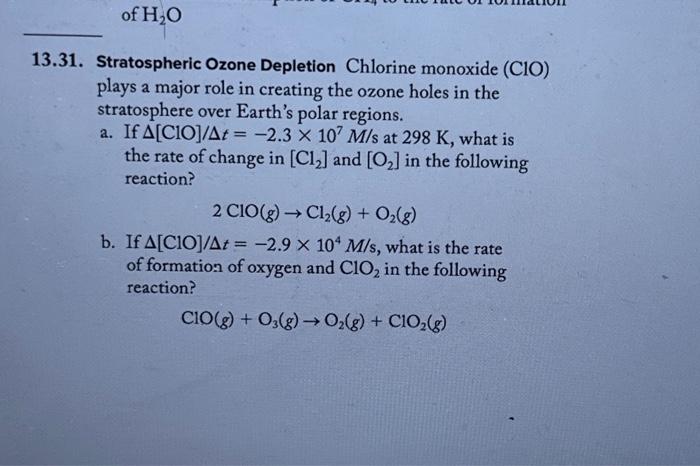 Solved 31. Stratospheric Ozone Depletion Chlorine monoxide | Chegg.com