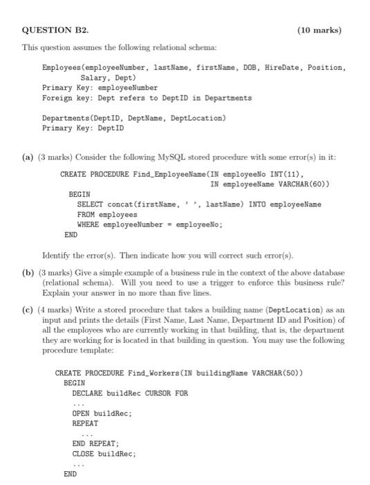 Solved QUESTION B2. (10 marks) This question assumes the | Chegg.com