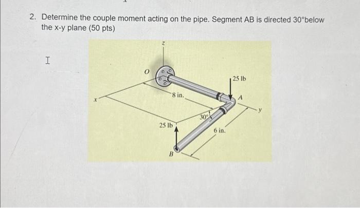 Solved 2. Determine the couple moment acting on the pipe. | Chegg.com