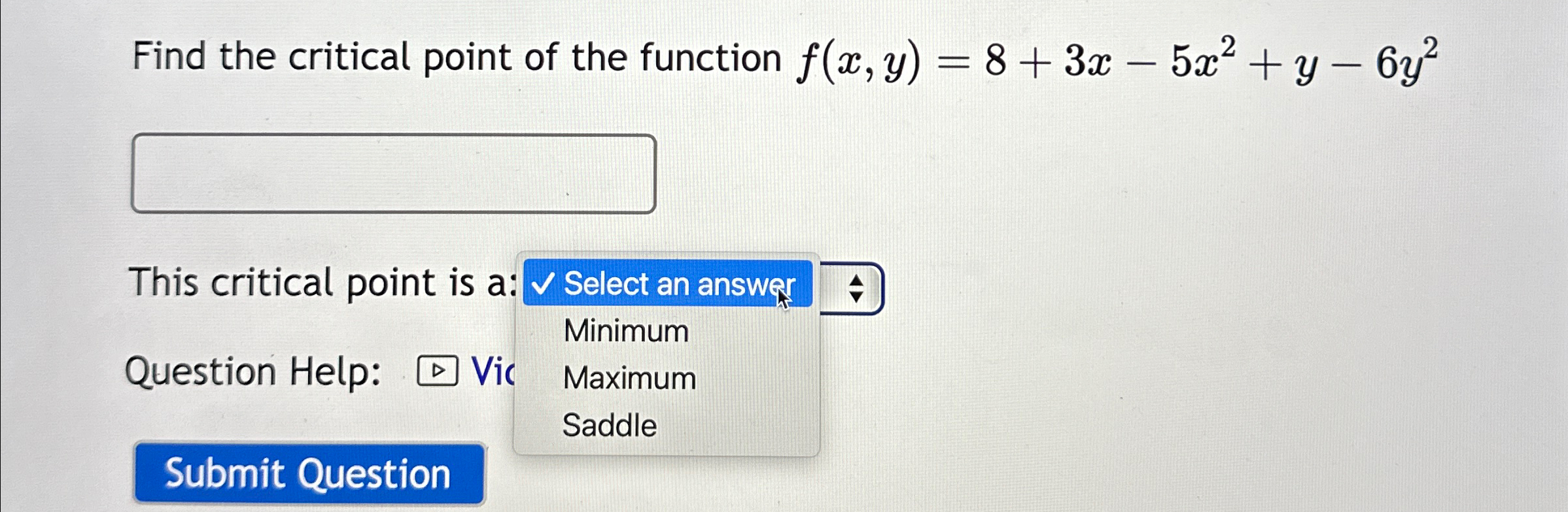 Solved Find the critical point of the function | Chegg.com