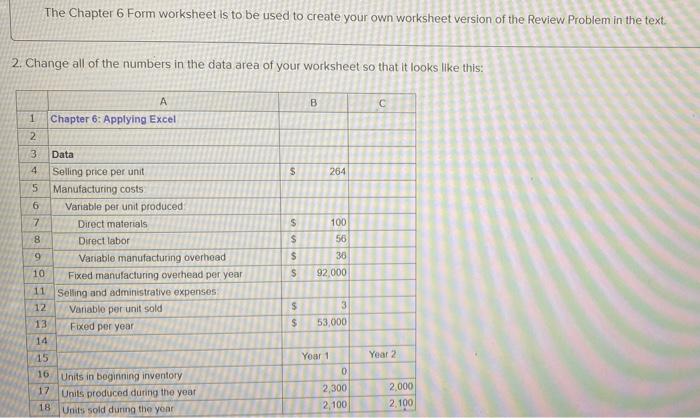 Solved The Chapter 6 Form worksheet is to be used to create | Chegg.com