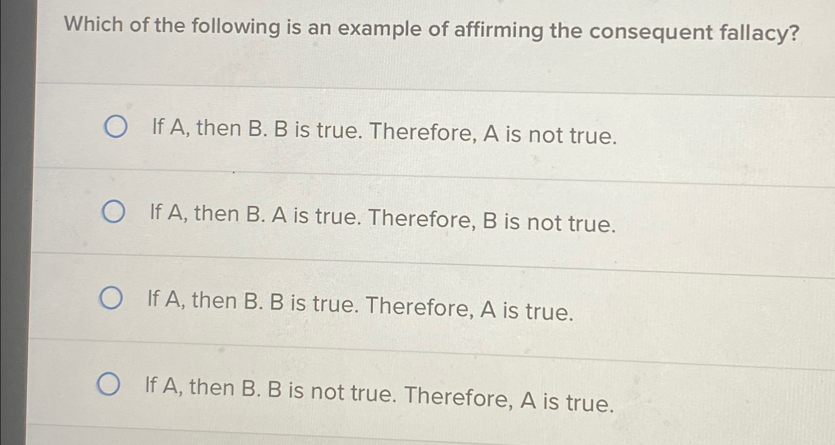 Solved Which of the following is an example of affirming the | Chegg.com