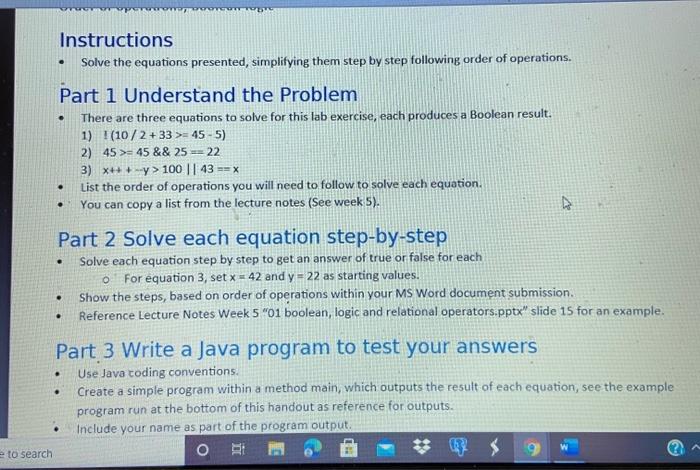 Solved Instructions Solve the equations presented, | Chegg.com