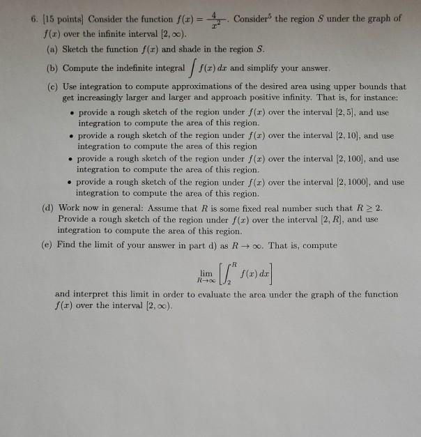 Solved 6. 15 points) Consider the function f(x) = Consider | Chegg.com