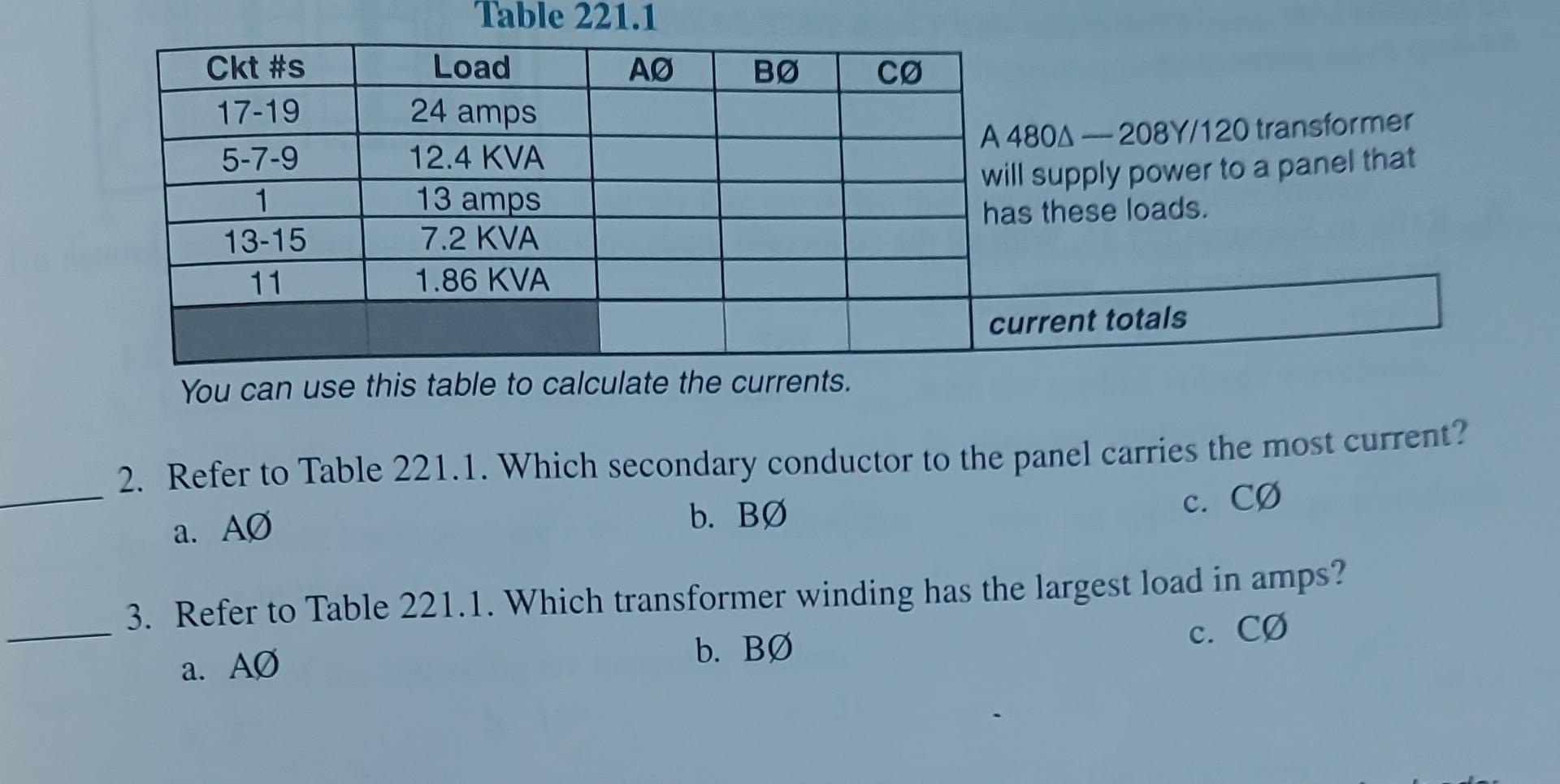 Solved You can use this table to calculate the currents. 2. | Chegg.com