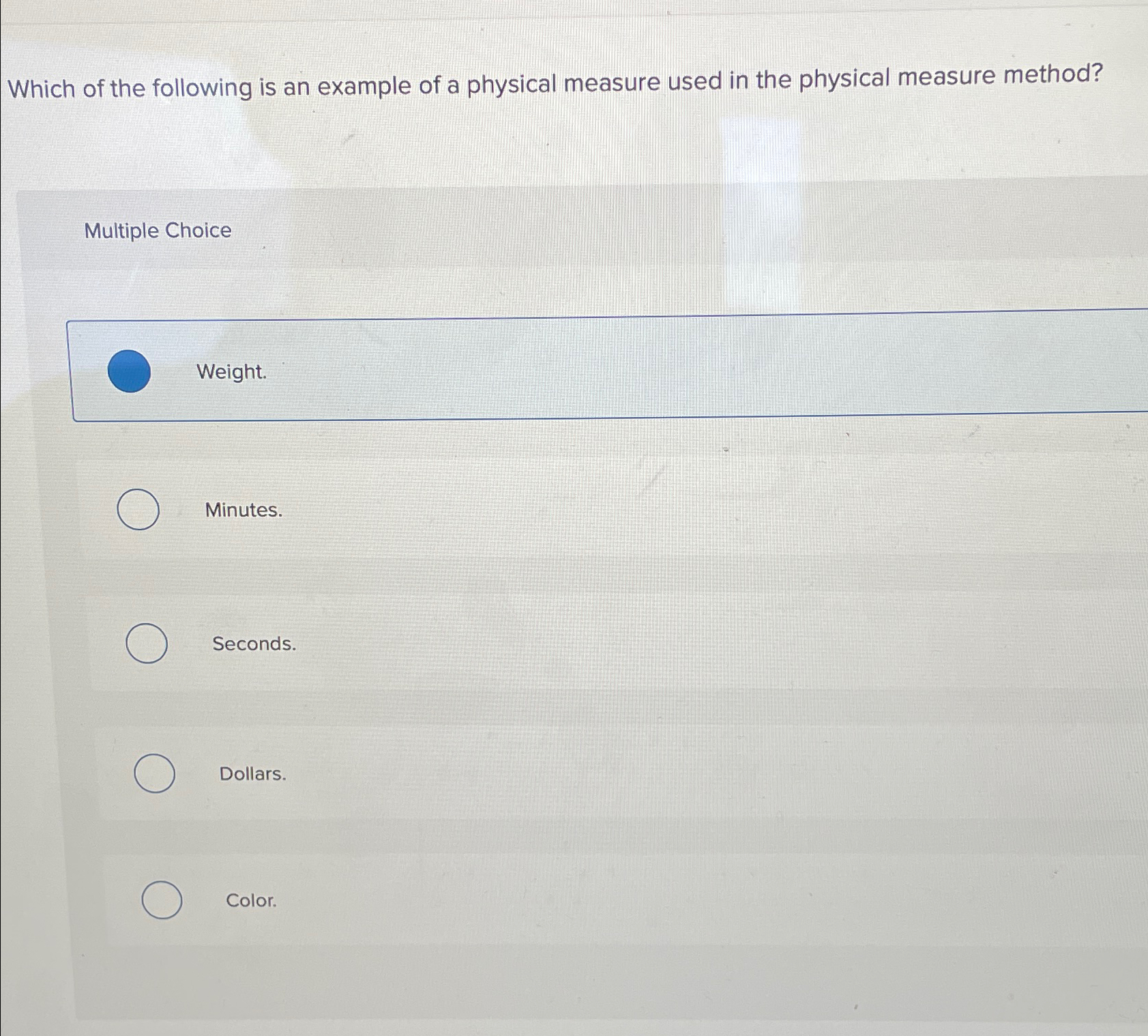 Solved Which of the following is an example of a physical | Chegg.com