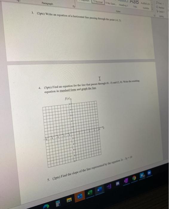 Solved Paragraph ab 3. 2pts) Write an equation of a | Chegg.com