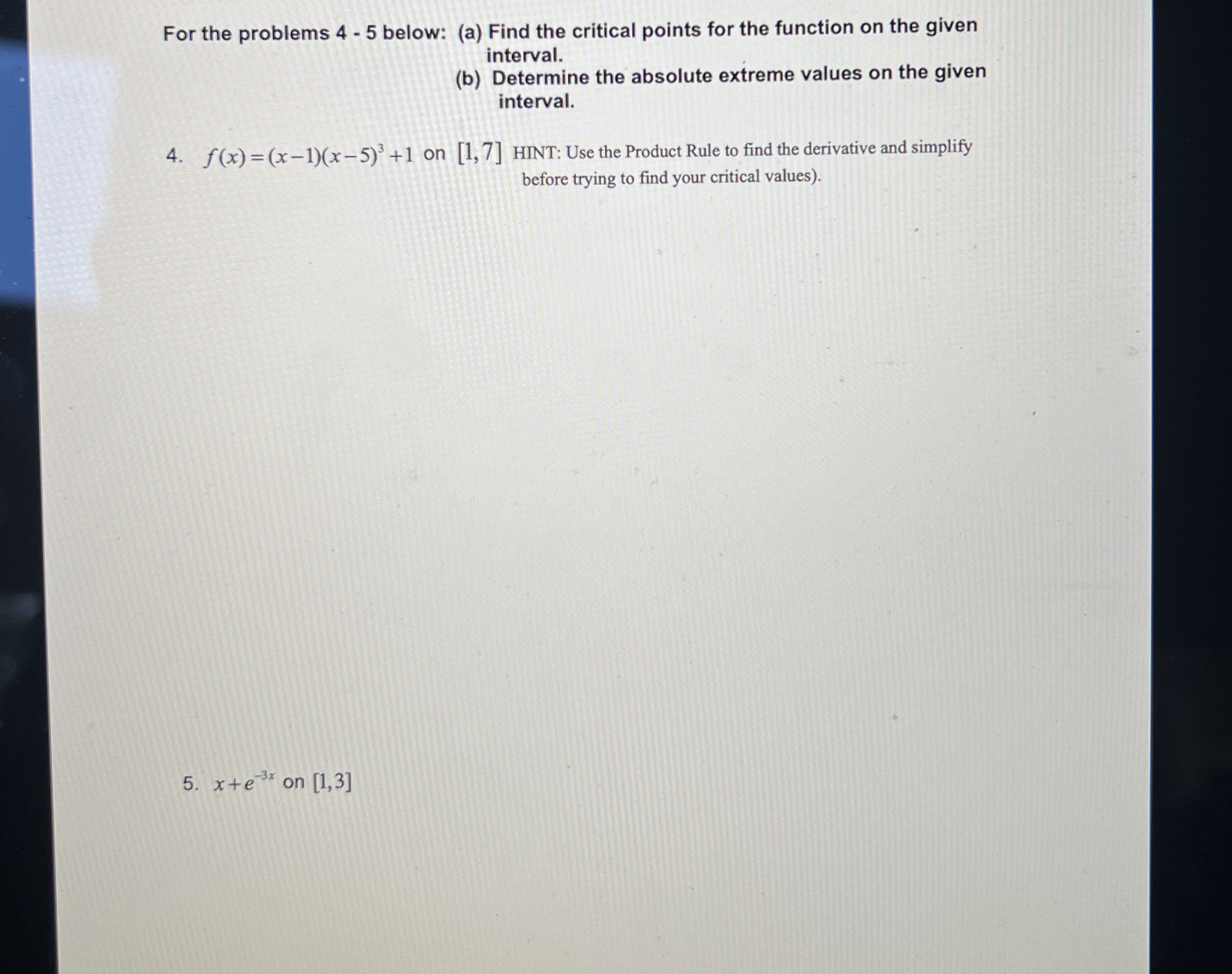 Solved For the problems 4 - 5 ﻿below: (a) ﻿Find the critical | Chegg.com