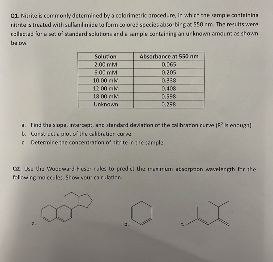 Solved Q1 ﻿nitrite Is Commonly Determined By A Colorimetric