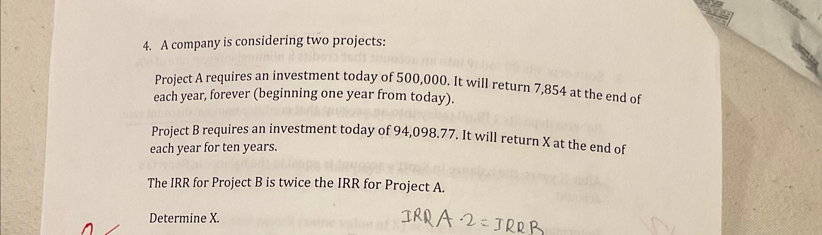 Solved A company is considering two projects:Project A | Chegg.com