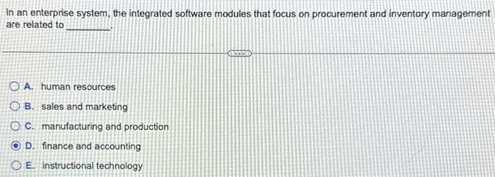 Solved In an enterprise system, the integrated software | Chegg.com