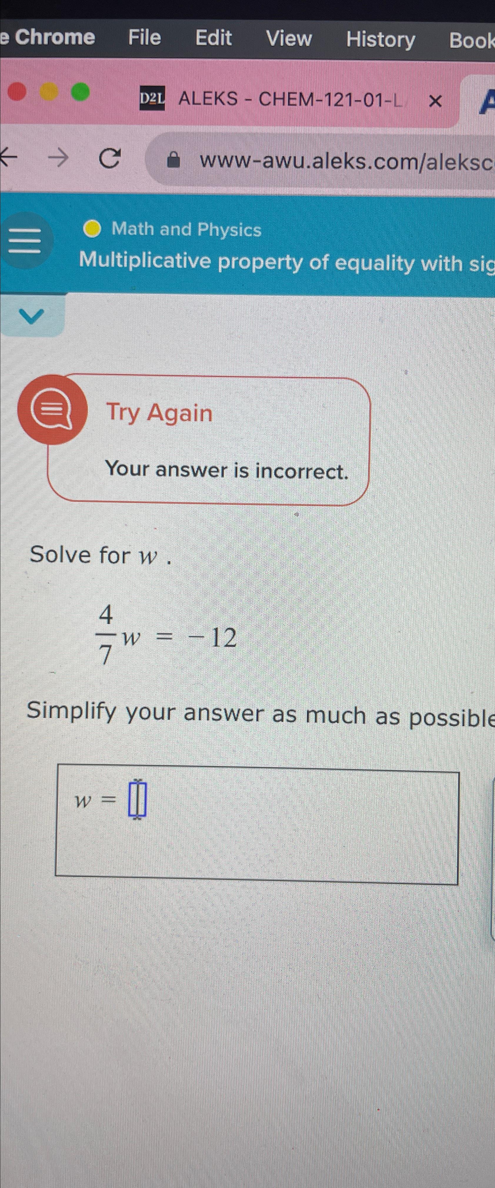 Solved ChromeFileEditViewHistoryBookD2LALEKS - | Chegg.com