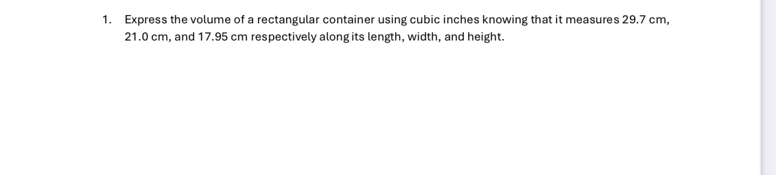 Solved Express the volume of a rectangular container using | Chegg.com