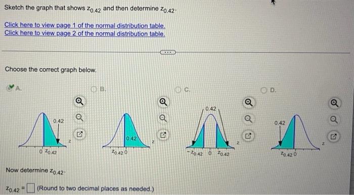 Solved Sketch the graph that shows z0.42 and then determine | Chegg.com
