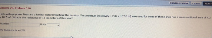 Solved PRINTER VERSION BACK NEXT Chapter 20, Problem 016 | Chegg.com