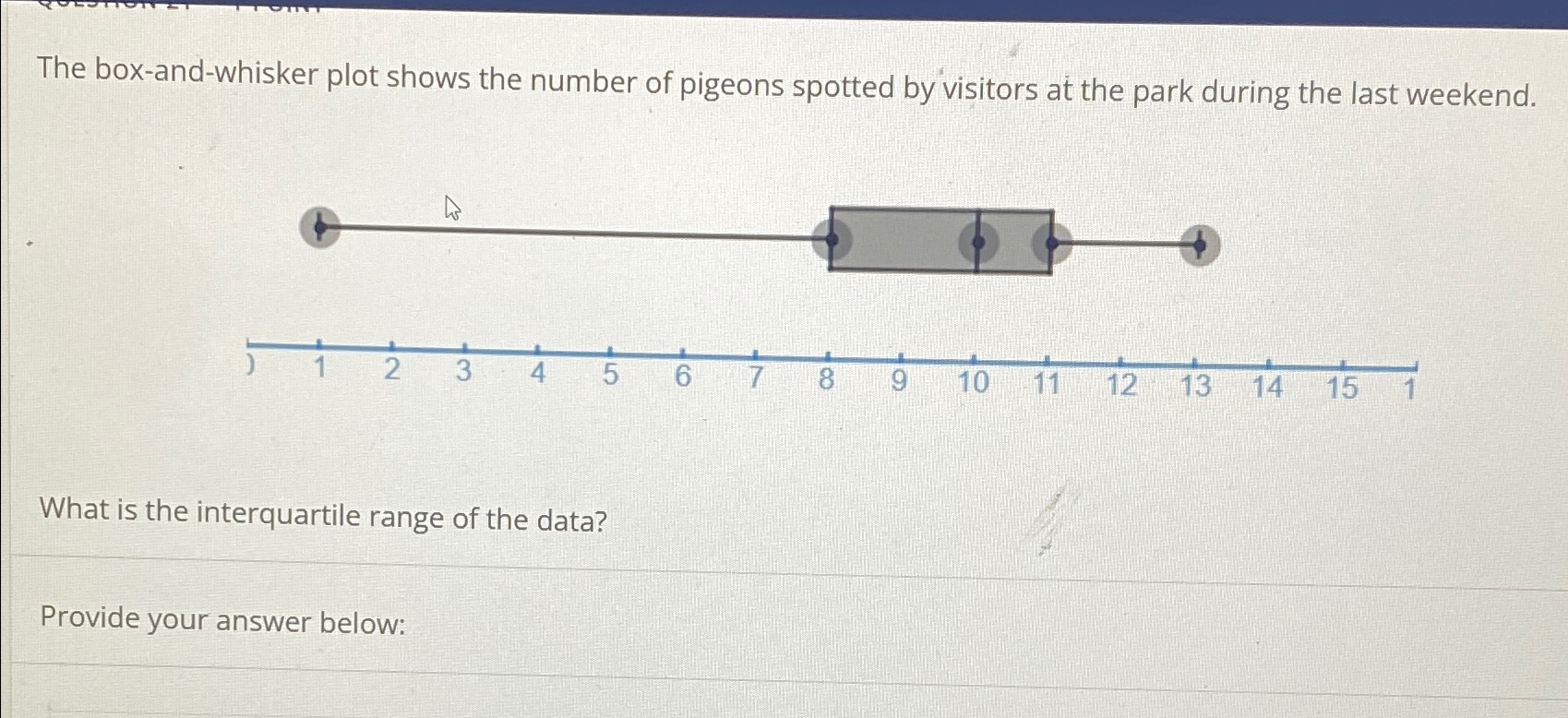 Solved The box-and-whisker plot shows the number of pigeons | Chegg.com