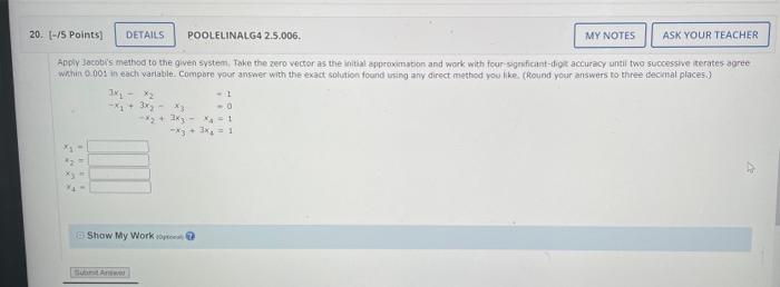 Solved 7x1−x2−x1+3x2−x3−x2+3x3−x4−x3+3x4=1=0=1=1 | Chegg.com