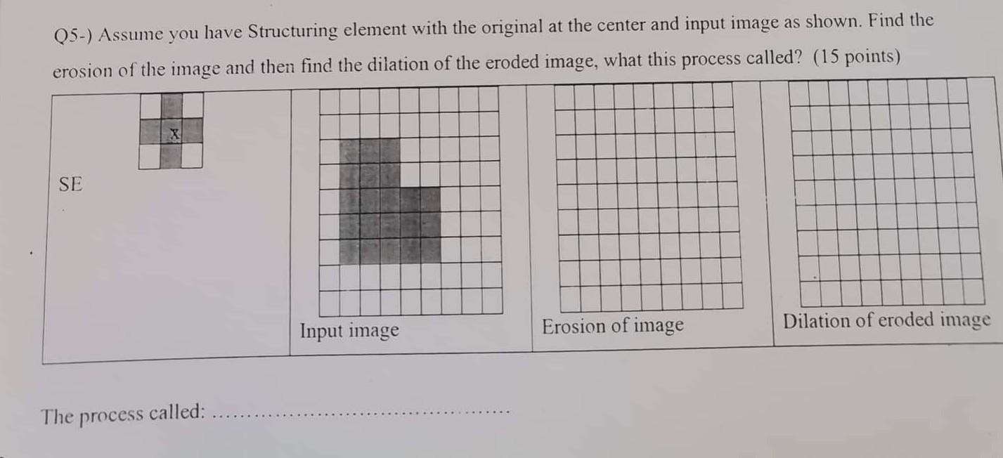 Solved Q5-) Assume you have Structuring element with the | Chegg.com