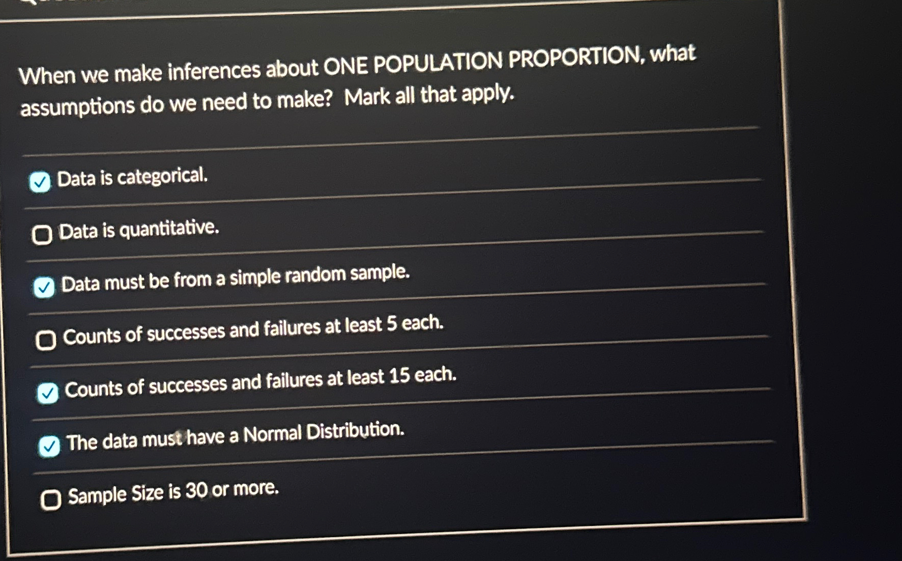 Solved When we make inferences about ONE POPULATION | Chegg.com