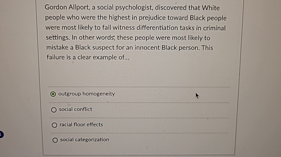 Solved Gordon Allport, a social psychologist, discovered | Chegg.com