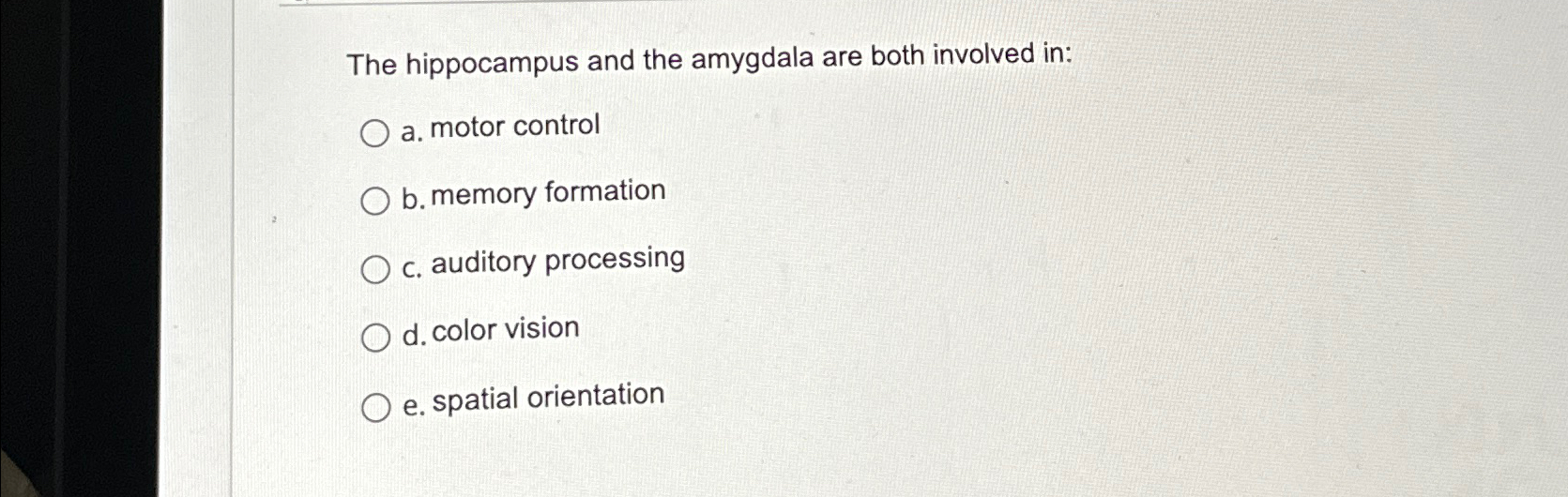 Solved The hippocampus and the amygdala are both involved | Chegg.com