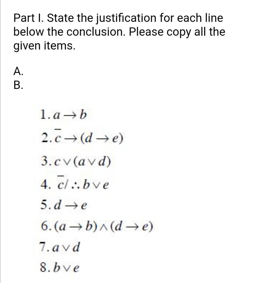 Solved Part I. State the justification for each line below | Chegg.com