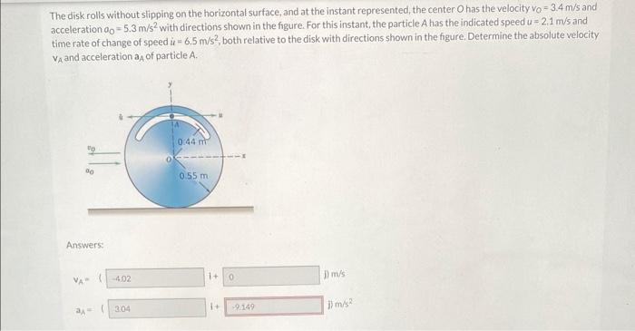 Solved The disk rolls without slipping on the horizontal | Chegg.com