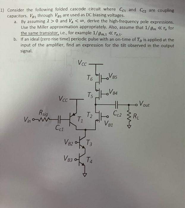 Consider the following folded cascode circuit where | Chegg.com