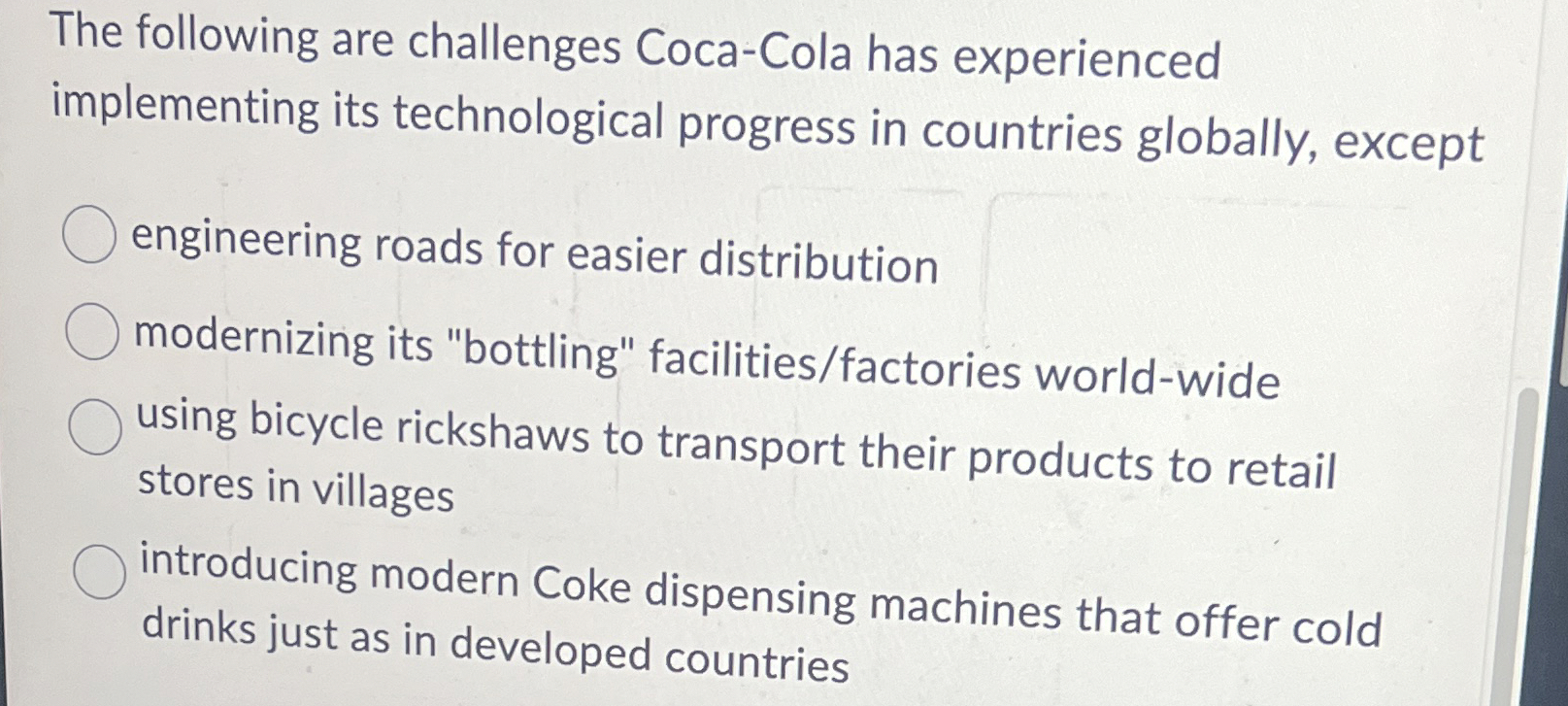 Solved The following are challenges Coca-Cola has | Chegg.com