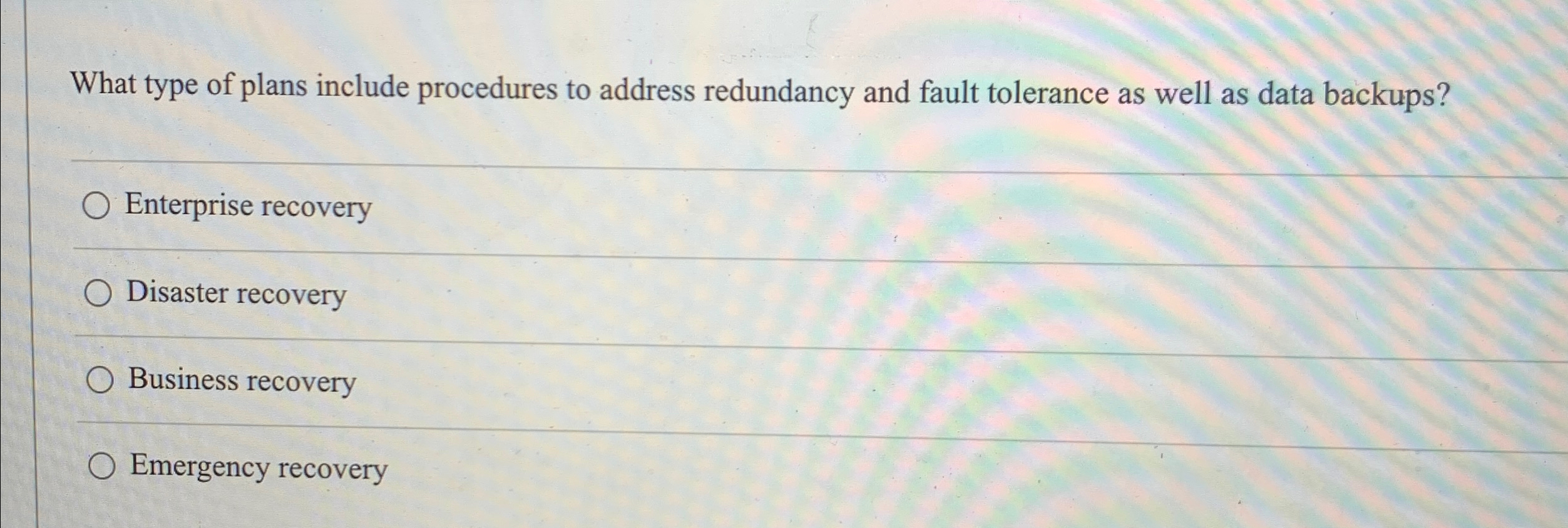 Solved What type of plans include procedures to address | Chegg.com