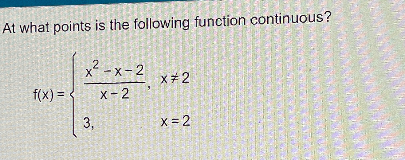 Solved At what points is the following function | Chegg.com