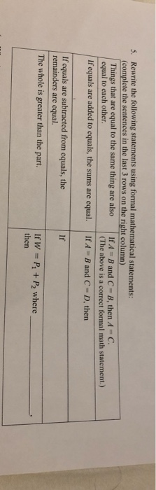 Solved 5. Rewrite the following statements using formal | Chegg.com