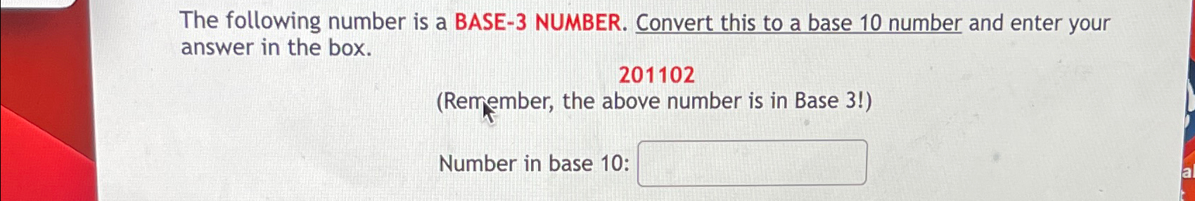Solved The following number is a BASE-3 ﻿NUMBER. Convert | Chegg.com