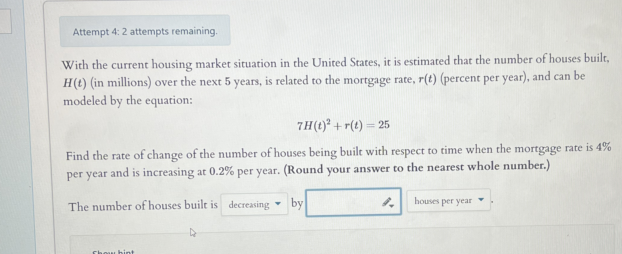 Solved Attempt 4: 2 ﻿attempts remaining.With the current | Chegg.com
