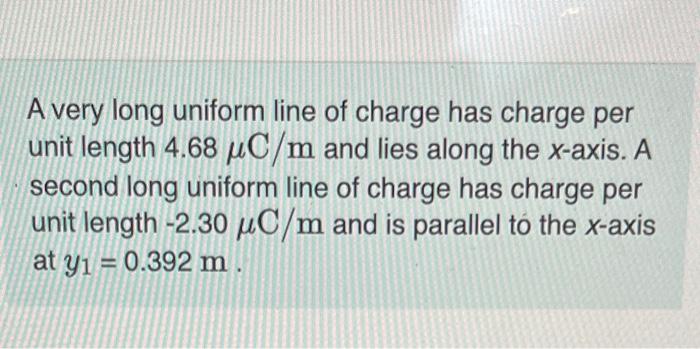Solved A very long uniform line of charge has charge per | Chegg.com