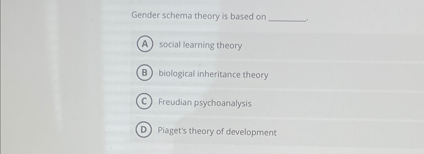 Solved Gender Schema Theory Is Based Onsocial Learning 5243