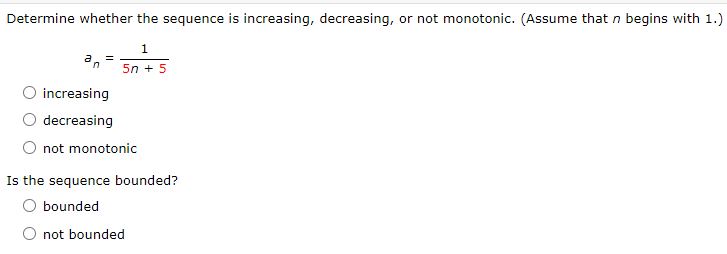 Solved Determine whether the sequence is increasing, | Chegg.com
