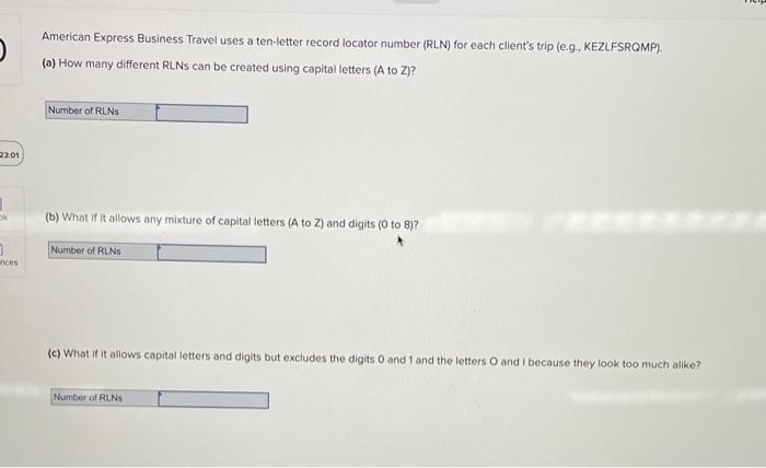 Solved American Express Business Travel uses a ten-letter | Chegg.com