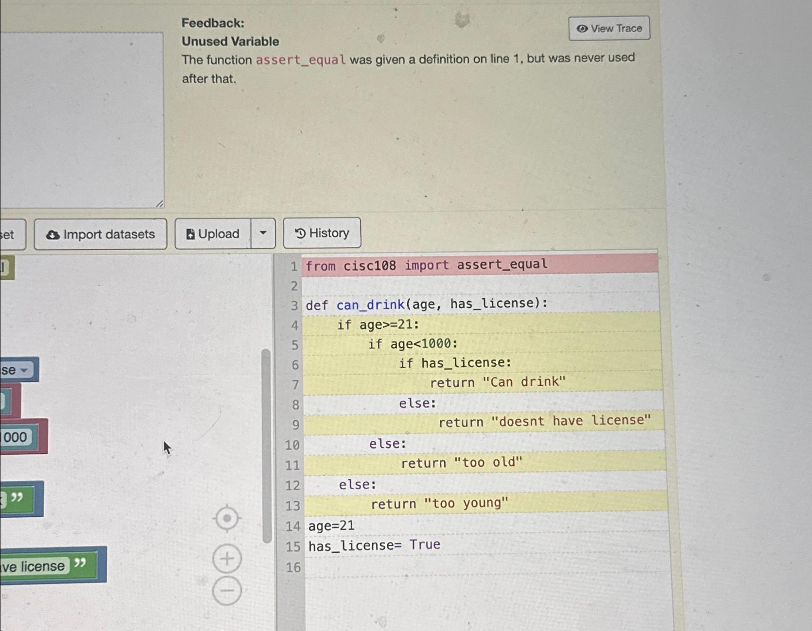 Feedback View Traceunused Variablethe Function