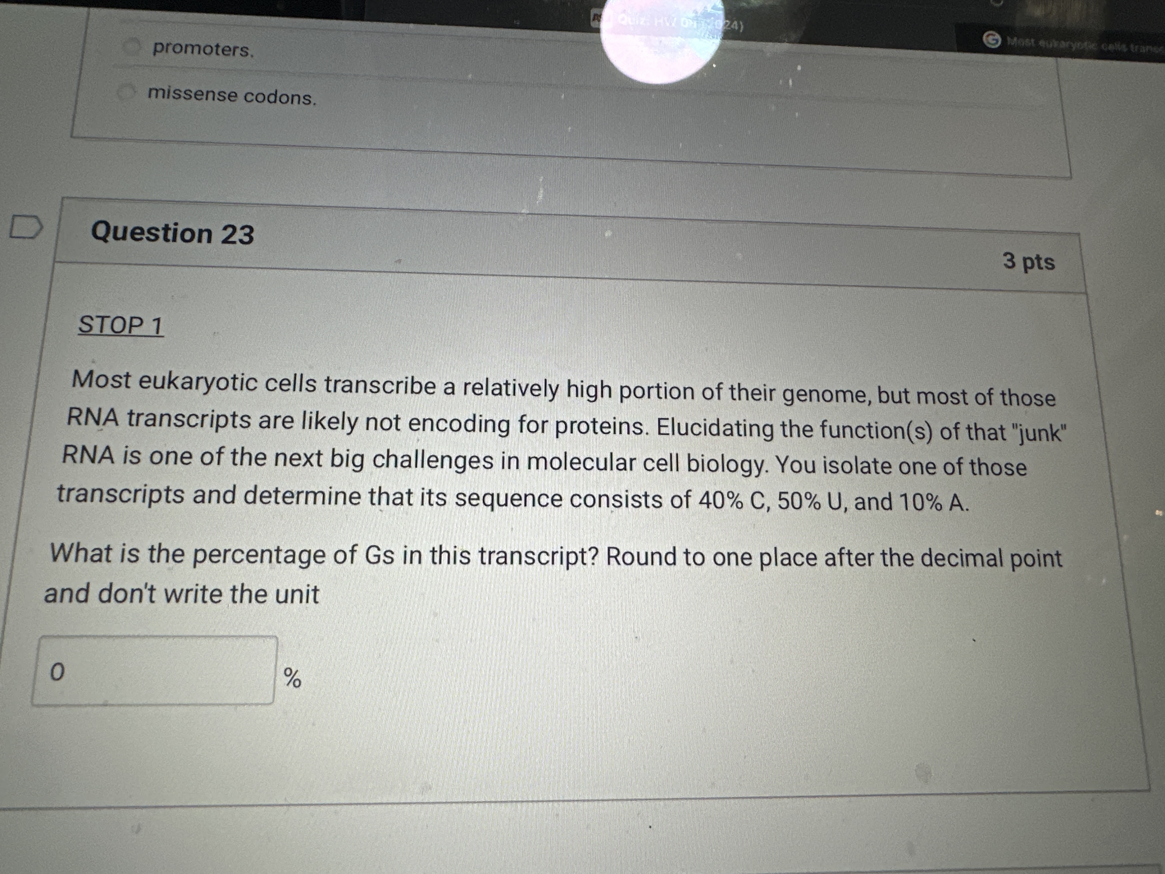 Solved Question 23STOP 1Most eukaryotic cells transcribe a | Chegg.com