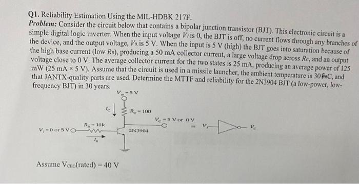 Solved Q1. Reliability Estimation Using the MIL-HDBK 217F. | Chegg.com