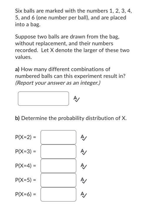 Solved Six balls are marked with the numbers 1, 2, 3, 4, 5 , | Chegg.com