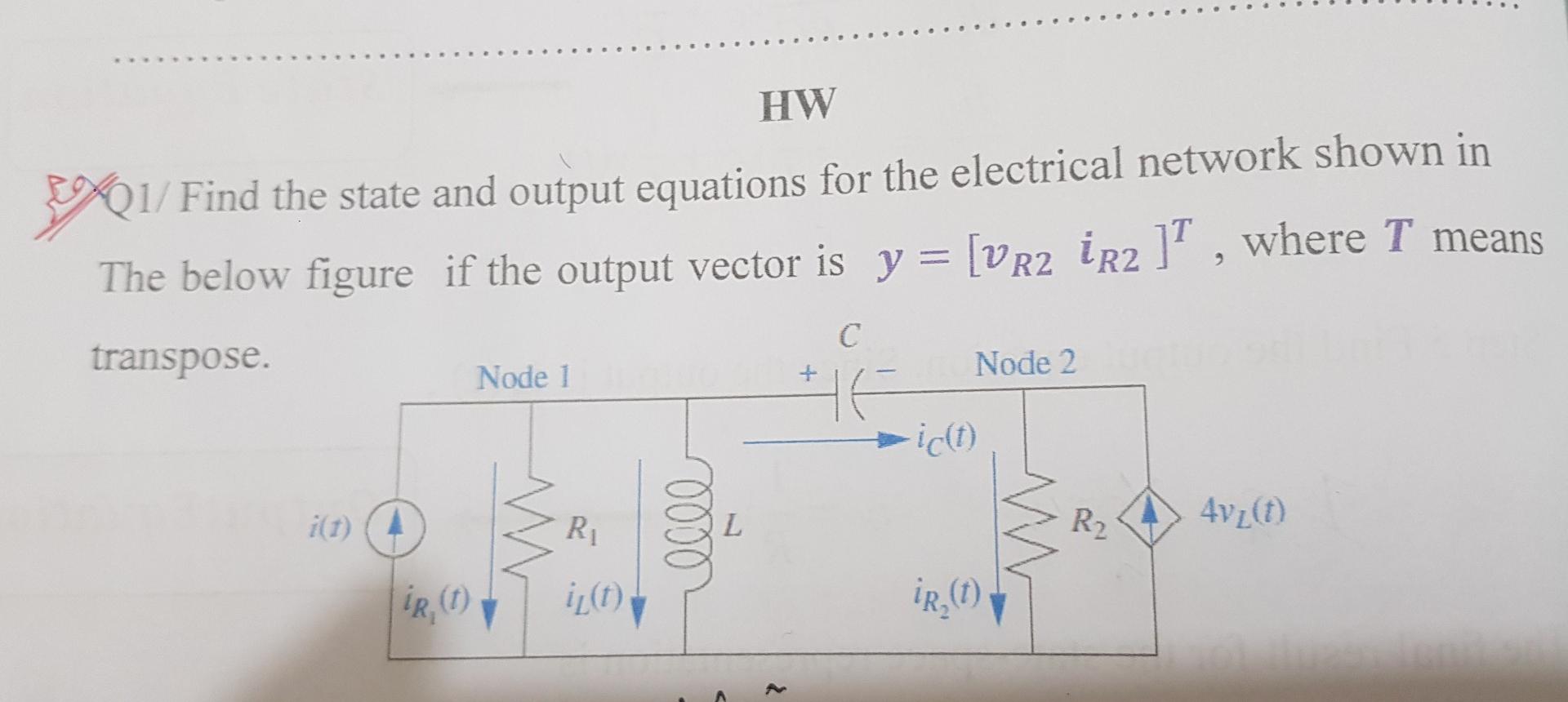 Solved 1/ Find the state and output equations for the | Chegg.com