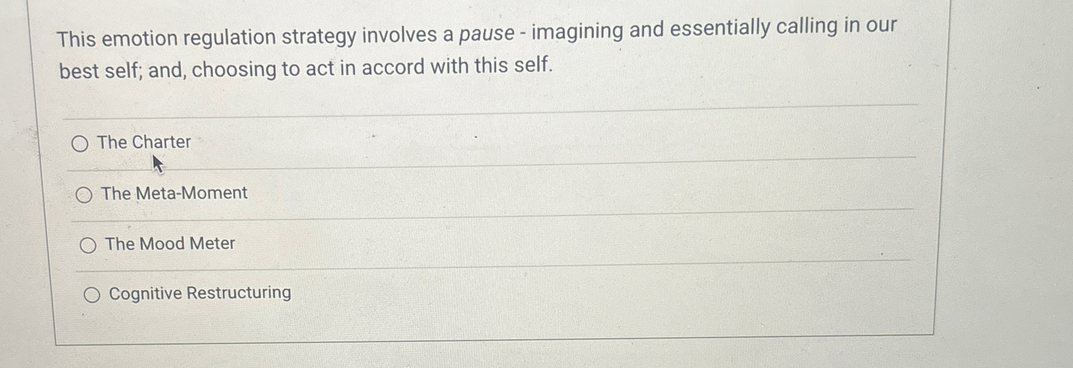 Solved This emotion regulation strategy involves a pause - | Chegg.com