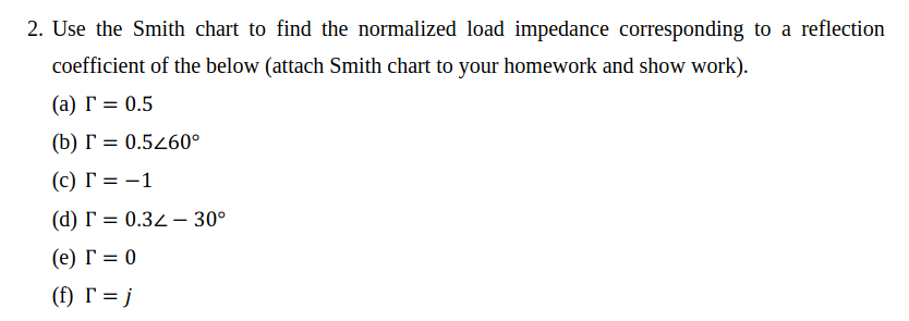 Solved Use the Smith chart to find the normalized load | Chegg.com