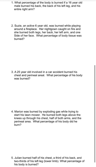 Solved Rule of Nine Worksheet The rule of nines is a | Chegg.com
