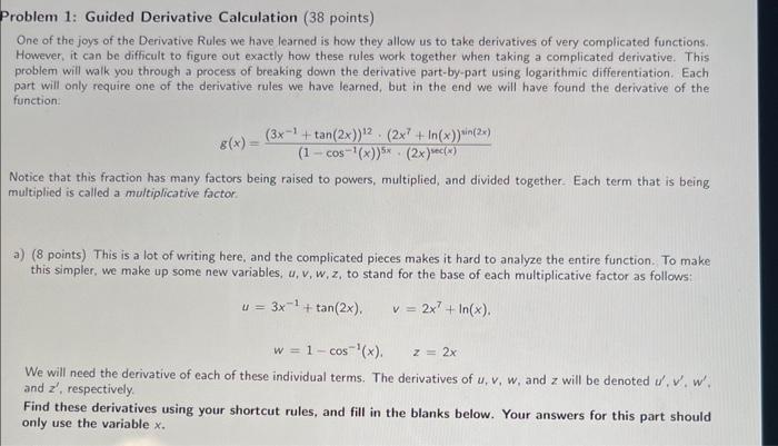 Solved Problem 2: Unguided Derivative Calculation (22 | Chegg.com